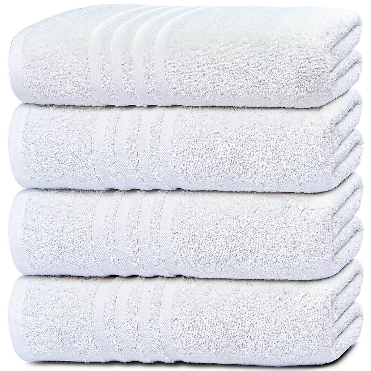 Wealuxe White Bath Towels 27x54 Inch, Cotton Towel Set for Bathroom, Hotel, Gym, Spa, Soft Extra Absorbent Quick Dry 4 Pack