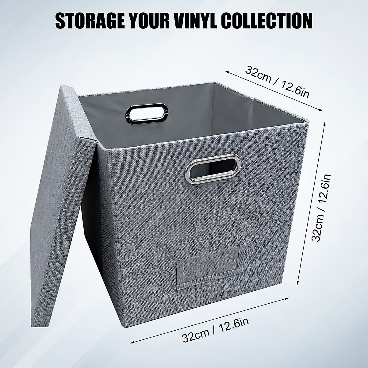 Riomijun Vinyl Record Storage Box with Lids 12inch Records Organizer Boxes for Album Holder Storage Crate(2pcs)