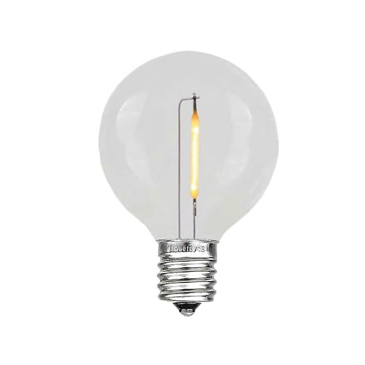 Novelty Lights 25 Pack G50 LED Light Bulbs, E17 C9 Intermediate Screw Base Shatterproof Outdoor String Lights Clear Globe Bulbs, Edison Light Bulbs for Patio Decor, Warm White, 0.6 Watt