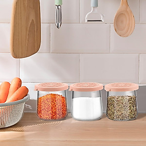 VOLCANOES CLUB Oui Yogurt Jar Lids Silicone | Covers Fit For 5 Oz Oui Yogurt Glass Jars | Perfect For Oui Yogurt Bottle with Label | Lids Only | Food-Grade/Leakproof/Reusable | 12Pcs Flesh Colors