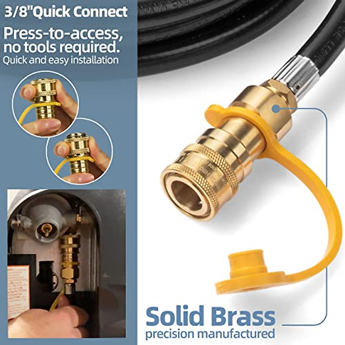 Alocs 12ft Propane Hose Adapter F271803 with Regulator for Mr Heater Big Buddy Heater & Most Gas Grill, 3/8 inch Quick Connect Disconnect Fitting to QCC1 Connection (Type 1) for 20 LB Propane Tank