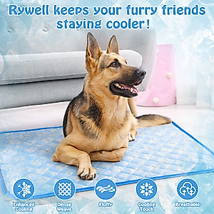 Rywell Upgrade Self-Cooling Mat for Dogs Extra Large, 44'' x 32'' - Endothermic Color Changing Arc-Chill Cooling Fiber - Washable Non-Toxic Summer Pet Outdoor Bed, Non-Slip&Foldable