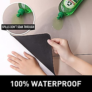 Under Sink Mat for Kitchen Waterproof ,34*22" Reusable Under Sink Mat Liner ,Absorbed Water,Rubber Backed,Non Slip,Quick Dry, can be Cropped,Durable Sink mat to Protect Cabinets, Machine Washable