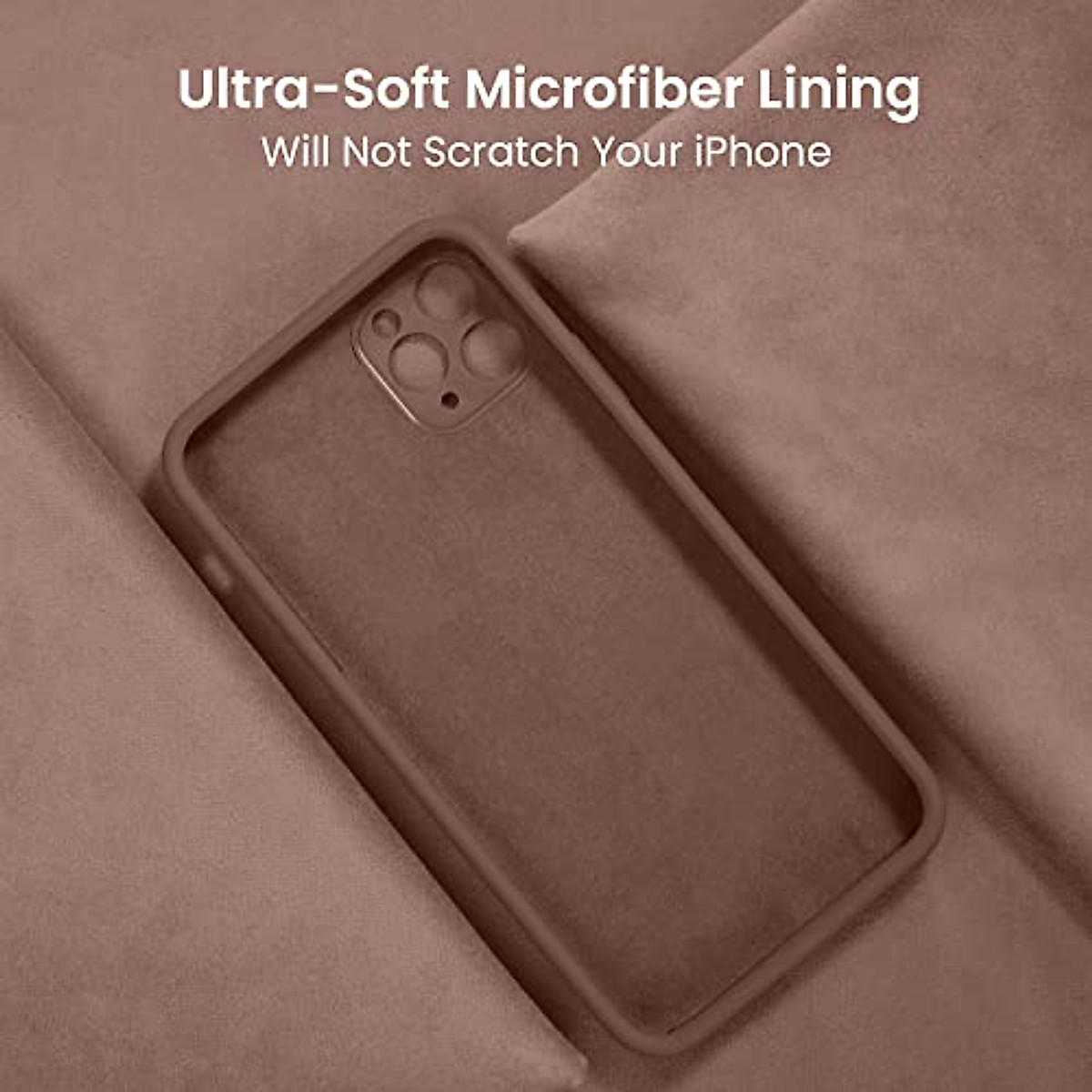 FireNova for iPhone 13 Pro Case, Silicone Upgraded [Camera Protection] Phone Case with [2 Screen Protectors], Soft Anti-Scratch Microfiber Lining Inside, 6.1 inch, Light Brown