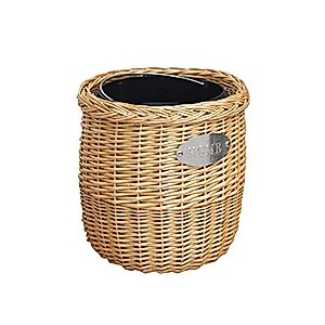 DTSE9 Garbage can for Bedroom Handmade Rattan Wicker Trash Can Without Lid,with Removable Plastic Inner Bucket,Waste Paper Basket,for Kitchen,Bathroom,Balcony,Home Indoor Trash Can