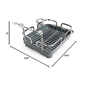 Umbra Holster Dish Rack– Molded Plastic Dish Drying Rack with Drainage Spout, Charcoal