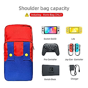 Super Mario Switch OLED Travel Carrying Case Bag,Portable Small Sling Crossbody Shoulder Backpack for Switch Lite/Steam Deck Console&Accessories,Storage Game Controller for Hiking Walking Biking