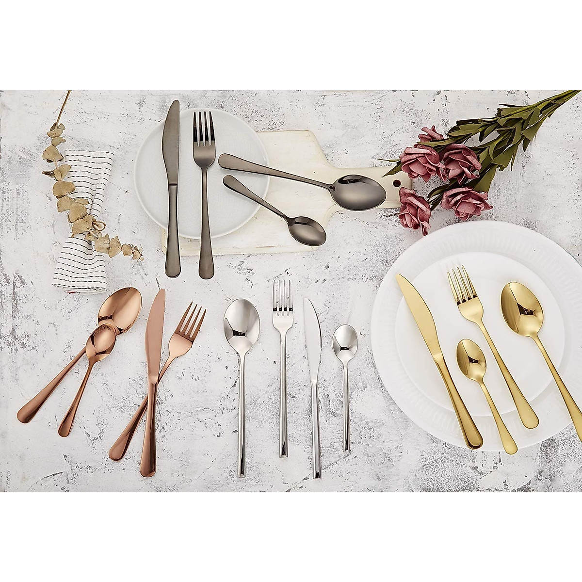 Annova Silverware 20 Set PCS Set Forged Premium Stainless Steel/Flatware - 4 x Dinner Forks, 4 x Salad Forks, 4 x Dinner Knives, 4 x Dinner Spoons, 4 x Dessert Spoons - Service for 4