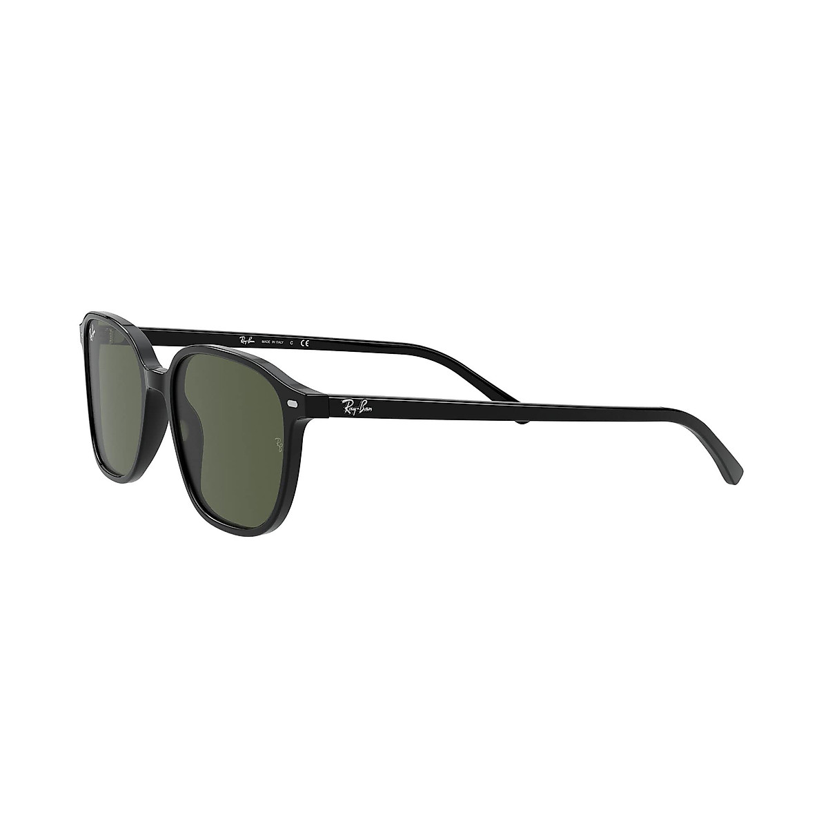 Ray-Ban RB2193 Leonard Square Sunglasses, Black/G-15 Green, 53 mm