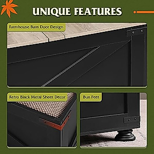 WLIVE Farmhouse Coffee Table,Square Wood Lift Top Coffee Table with Storage,Center Table for Living Room,Home Office,Black and Grey Oak