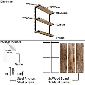 Wallniture Tivoli 24" Bathroom Shelves 3-Tier,Floating Shelves for Wall Decor, Wall Bookshelf Living Room Decor, Kitchen Shelves, Wall Shelves for Bedroom & Office Wall Shelf Burnt Finish