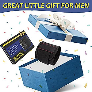 Magnetic Wristband, SURGEDO Magnetic Wrist Tool Holder with Strong Magnet for Screws, Magnetic Screw Tool Holder on Your Wrist, Excellent Small Guy Gifts for Dad Men Husband, Black