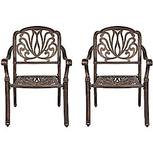 OKIDA 2 Piece Patio Bistro Chairs Outdoor Dining Chairs Set Cast Aluminum Chairs for Home Patio Garden Deck, Antique Bronze Finish