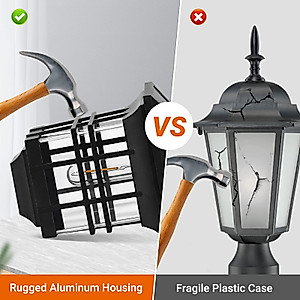 Aluminum Classic Black Solar Lamp Post Lights - 3-Head Waterproof Outdoor Street Lights for Backyard, Garden, Driveway, Lawn (LED Bulbs Included)