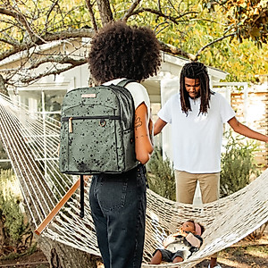 Petunia Pickle Bottom 2-in-1 Provisions Backpack | Designed for Busy Parents | Spacious Main Compartment for Carrying Essentials | Olive Ink Blot