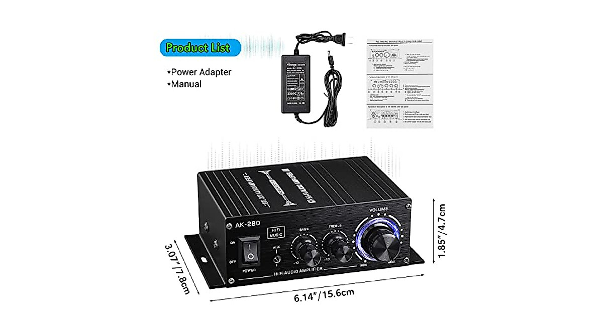 Facmogu AK280 200W Mini Audio Amplifier for Home & Car