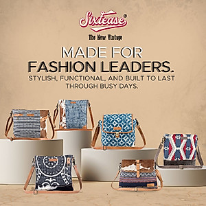 SIXTEASE Womens Shoulder Bag Vintage Style Shoulder Bags for Women - Made with Genuine Leather, Upcycled Canvas, or Hair On - Handmade, Adjustable Strap, Brass and Zinc Hardware - Legacie