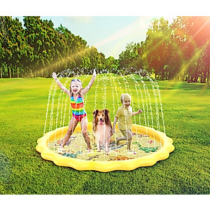 Kids Sprinkler, Splash Pad for Toddlers 3-15Y Summer Outdoor Baby Splash Play Mat 68" Kids Swimming Pool Water Toys for Backyard Fun Games Learning Party Children Toddlers Boys Girls Dogs Kids(Yellow)
