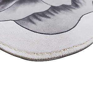 Lacomfy Modern Rug 4Ft Flower Rug Circle Bathroom Rug Floral Bedroom Carpet Round Rural Accent Rug Soft Peony Flower Farmhouse Floor Mat Laundry Mat for Indoor Home Decor Nonskid Washable Rug, Grey