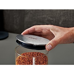 Joseph Joseph Podium 100 Dry Food Storage Container Stand, 5-Piece Set, Stainless-Steel/Glass