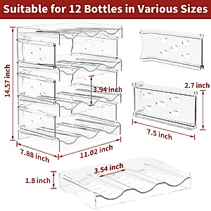 EZ COZY Wine Rack-4 Pack Stackable Wine Rack for 12 Bottles,Wine Rack for Inside Cabinet,for Pantry,Refrigerator,Countertop Organization (4 Tier)