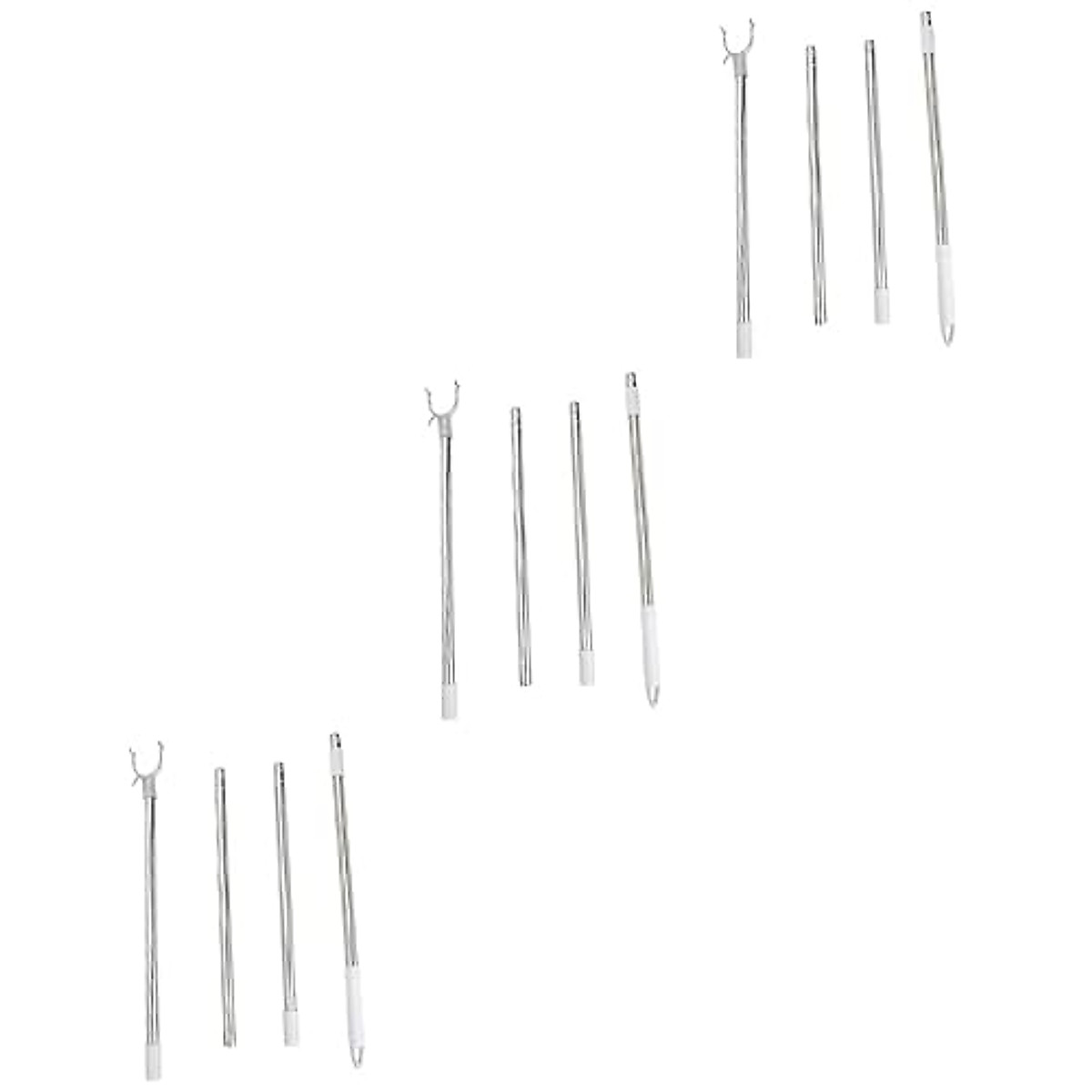 Cabilock 3pcs Picking Steel Supplies Shelf Clothes Long Outdoor Hanger Clothesline Retractable High for Stainless Pole Curtain Splicing Hook Garment Pull Clo Reach Clothing Reacher