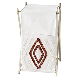 Sweet Jojo Designs Boho Diamond Baby Kid Clothes Laundry Hamper - Ivory Burnt Orange Rust Off White Diamond Tufted Modern Bohemian Farmhouse Southwest Shabby Chic Designer Tribal Gender Neutral