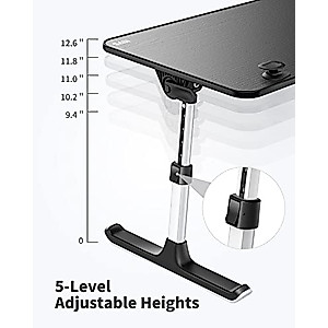 Laptop Desk for Bed, SAIJI Height & Angle Adjustable Laptop Stand for Bed, Lap Desk Bed Tray Table, Light Weight Foldable Portable Laptop table for Couch Sofa Chair Floor Desk for Adults, Kids (Black)