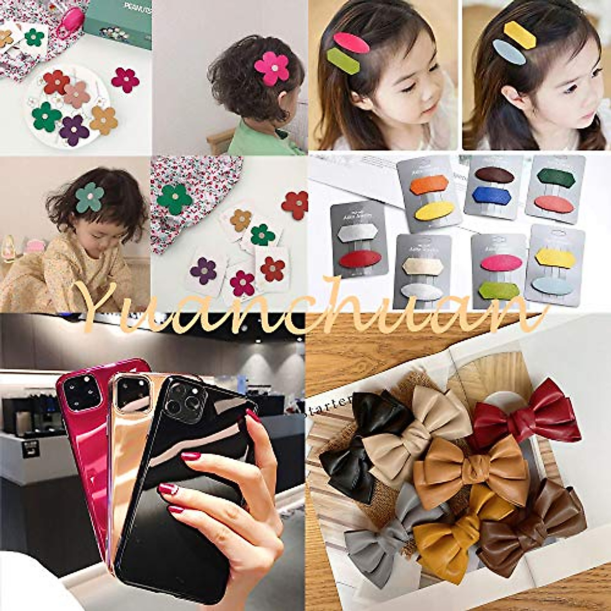 Yuanchuan 7Pcs/Set 8.3" x 12"(21cm x 30cm) A4 Bundle Leather Sheets Mixed Golden Series Solid Colors Texture Embossed Faux Leather Sheets Glitter Faux Leather Fabric Bow Earrings Making DIY Craft (Golden Set)