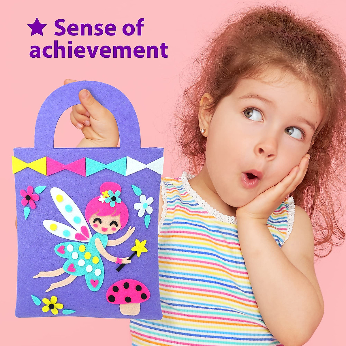 KRAFUN My First Beginner Felt Kit Unicorn Girl Animal Craft for Kids, Toddlers, Boys, Girls Age 3-6 Years Old, Include 6 DIY Handmade Arts and Crafts Projects, Activities Preschool Creative Toys