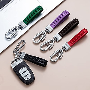 Universal Men & Women PU Leather Keychain Accessories Metal Car Key Chain Ring, purple