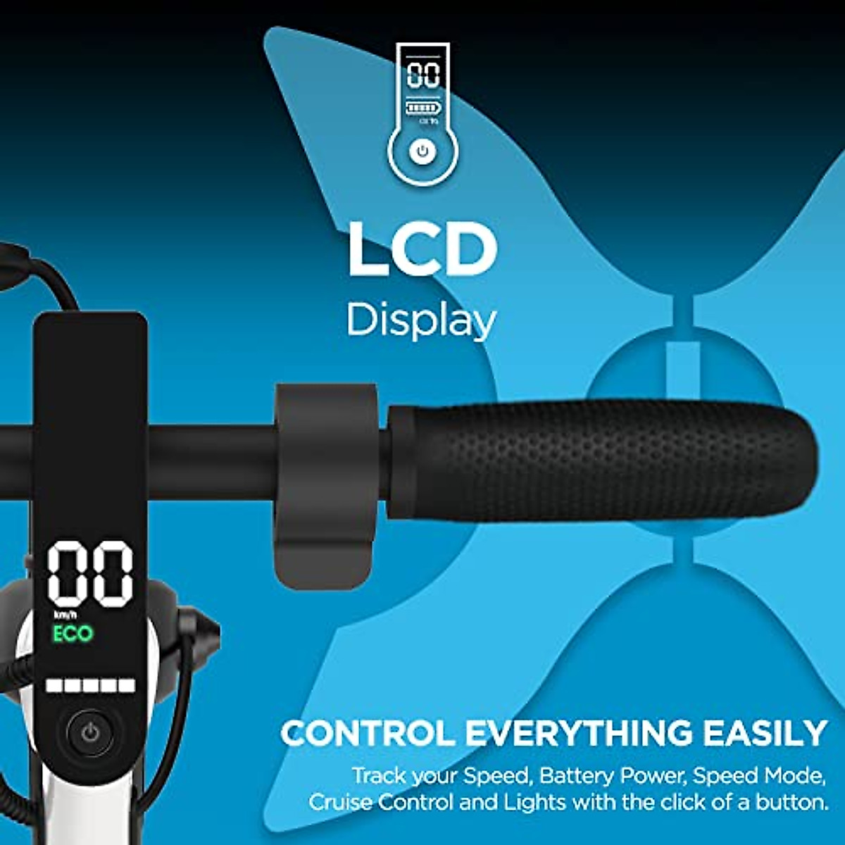 Hover-1 Jive Electric Scooter 16 MPH, 8 Mile Range, 5HR Charge, LCD Display, 8.5 Inch High Grip Tires, 264 LB Max Weight, Cert Tested, For Kids, Teens, Adults, White