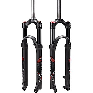 BUCKLOS Mountain Bicycle Suspension Forks, 26/27.5/29 inch MTB Bike Front Fork with Preload Adjustment, 100mm Travel 28.6mm Threadless Steerer