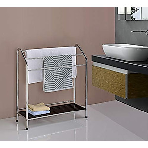 Kings Brand Furniture - Victory Chrome Free Standing Bathroom Towel Rack Stand with Shelf