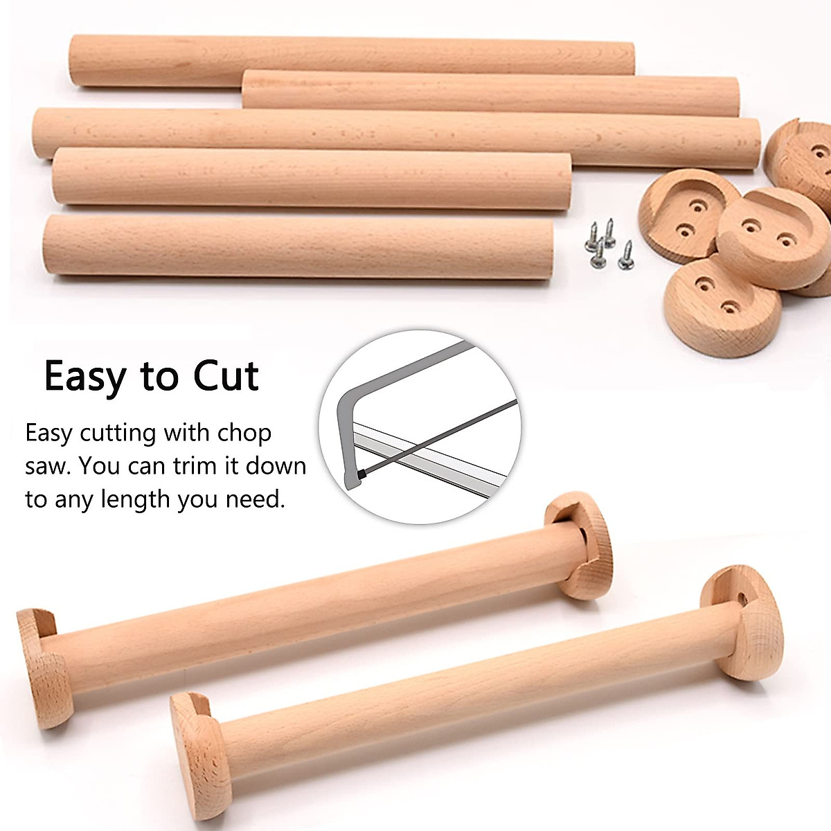 Wood Closet Rod for Hanging Clothes, Heavy Duty Hanging Wardrobe Pole with Bracket Kits, Removable Window Curtain Hanger Rod, Load 100KG (Size : 140cm/55 in)