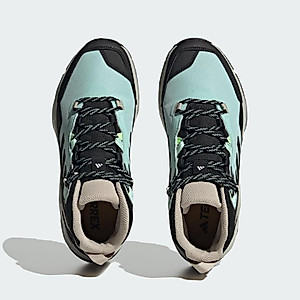 adidas Women's Terrex AX4 Mid Gore-Tex Sneaker, Semi Flash Aqua/Core Black/Preloved Yellow, 11