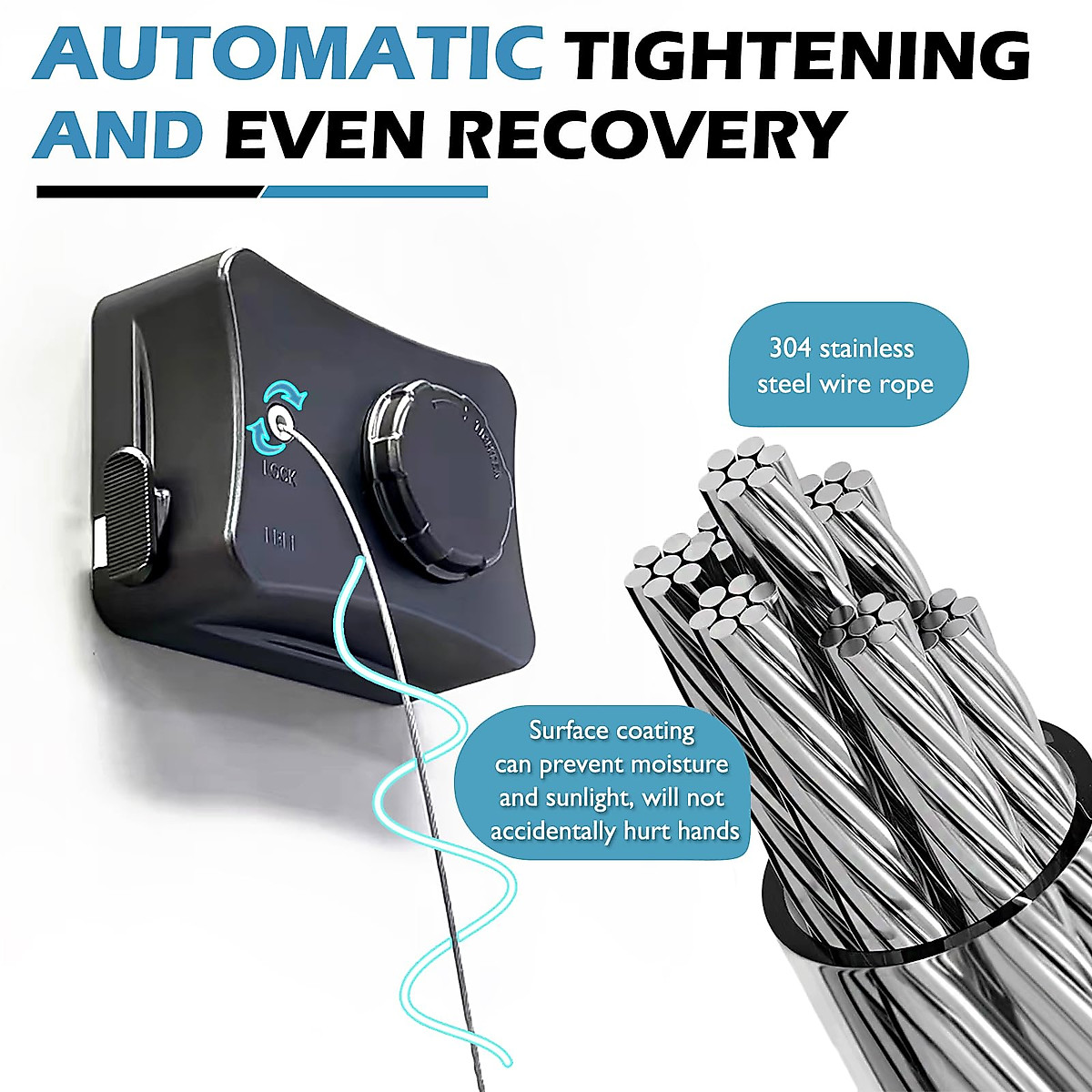 Retractable Clothesline,Wall-Mounted Indoor Clothes Line for Hanging Dry and Wet Clothes on Heavy Duty Outdoor Clothing Lines 16.7 ft