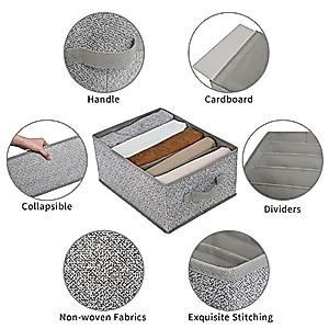 GRANNY SAYS Drawer Organizers for Clothing, Wardrobe Clothes Organizer, 5 Grids Clothes Organizer for Folded Clothes, Jeans Organizer for Closet, Wardrobe, Drawer, Gray, 2-Pack