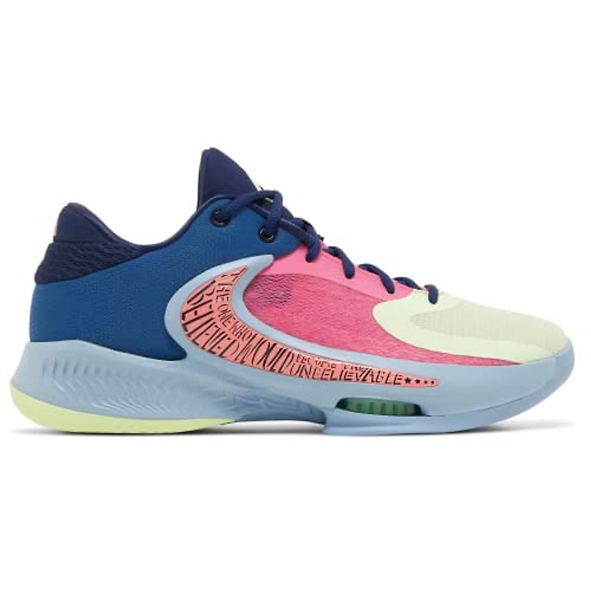 Nike Men's Zoom Freak 4 Basketball Shoes, Dark Marina Blue/Pink Gaze/Midnight Navy/Barely Vol, 12.5 M US