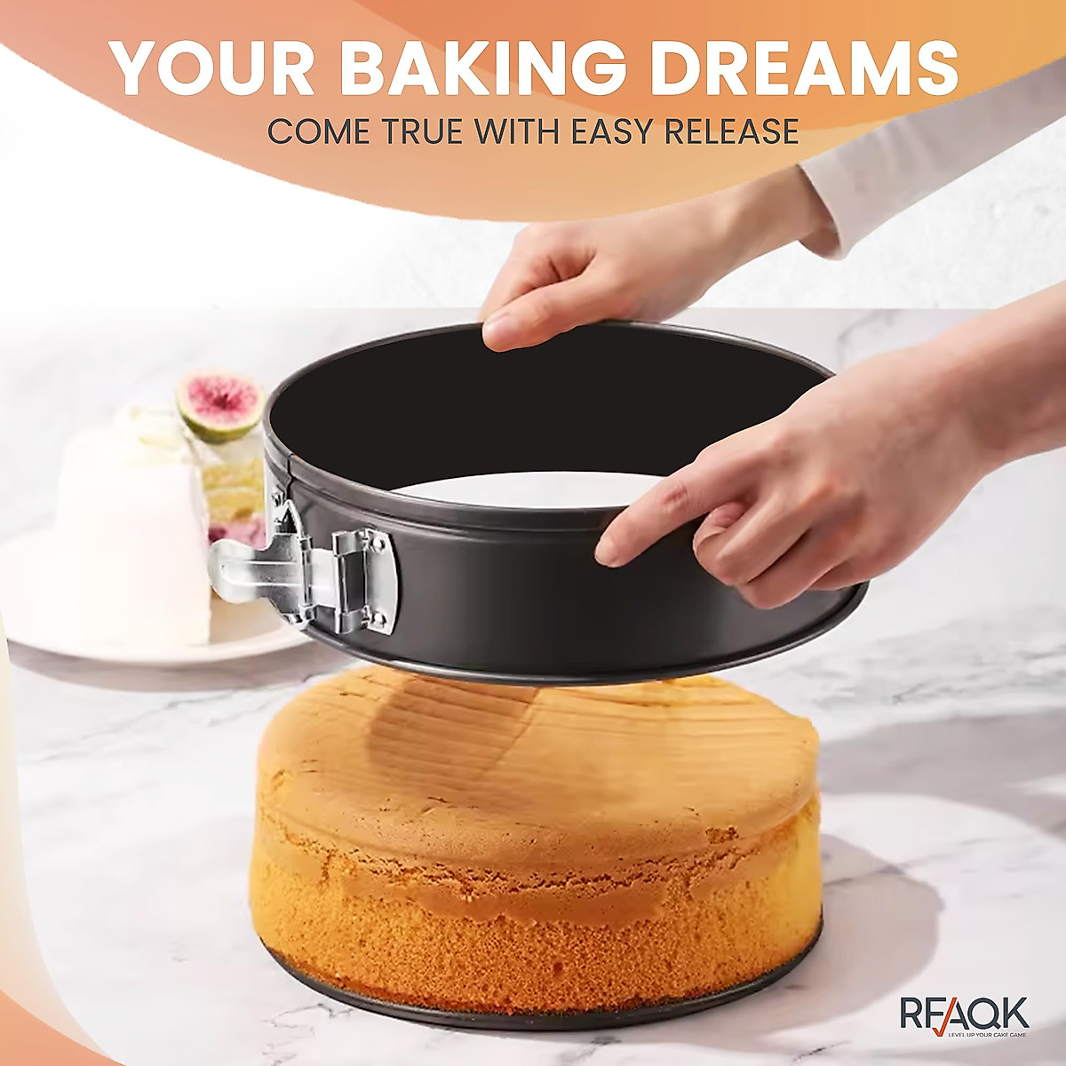 RFAQK Non-Stick 9 Inch Springform Pan - Spring form Pan for Cheesecake with Removable Bottom, Bonus Icing Spatula with 30 Pcs Parchment Paper & Recipe E-Book - Ideal for Baking Cakes, Pizzas, & More!