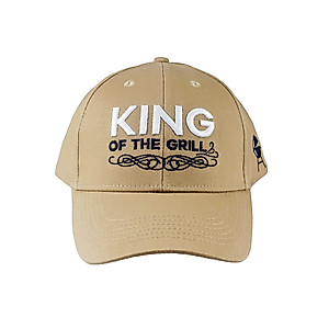 Game Hats Baseball Cap Father's Day Thanksgiving Gifts Adjustable Low Profile Cotton Cap King of The Grill Embroidered Hat Beige