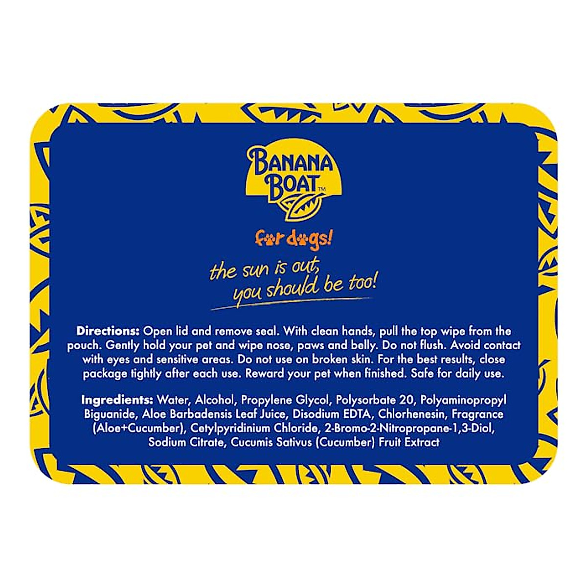 Banana Boat Dog Wipes – Cooling and Refreshing Dog Grooming Wipes, Multi-Purpose Deodorizing Dog Cleaning Wipes, Quick Easy Use Dog Wipes for Paws and Butt, Use as Dog Bath Wipes, Puppy Wipes, 50ct