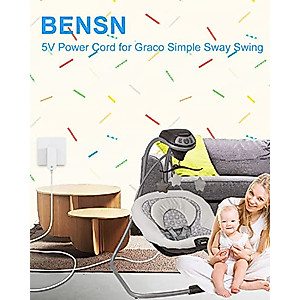 Power Cord for Graco Baby Simple Sway Swing, Replacement Graco Glider LX, Elite, Premier, Petite LX, DuoGlider, Sweetpeace, Duesoothe, Duetconnect LX Baby Swing Charger Cable