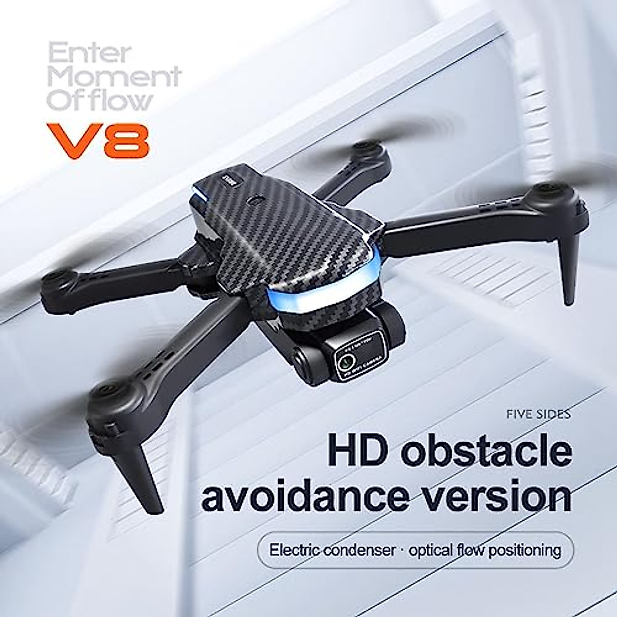 Carbon Fiber Drone with Dual Camera 360 ° Obstacle Avoidance Drone HD Aerial Photography Folding Flying Machine 4-axis Positioning Remote Control Aircraft with Headless Mode,Trajectory Flight