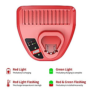 Bonadget 2Pack 3000mAh 12V Battery and Charger Compatible with Mil-Wkee Replacement for 12Volt Battery and Charger Kit 48-11-2401/48-11-2402/48-11-2410/48-11-2411/48-11-2412/48-11-2460