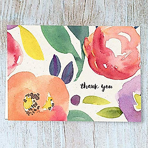 Fresh &amp; Lucky 40 Thank You Cards With Yellow Envelopes - Multiple Watercolor Floral Graphic Designs - Perfect For Wedding Gifts, Birthday Gift, Party Invitations, Business Events, Donation Events And Any Occasions