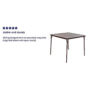 Flash Furniture Folding Card Table - Brown Foldable Card Table Square - Portable Table with Collapsible Legs