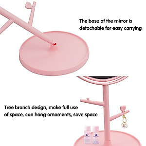 Nonebranded Desk Mirror for Makeup&Freestanding Pink Mirror, Folding Design for Tabletop