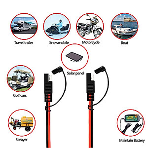 LIXINTIAN 10AWG [2 Pack ] SAE Power Automotive Extension Cable, SAE to SAE DC Power Quick Disconnect/Connect Wire Harness SAE Connectors with Dust Cap -30cm