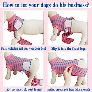 Dog Surgery Recovery Suit, Recovery Shirt for Male Female Dog Cats, Cone E-Collar Alternative Abdominal Wounds Spay Bandages Onesie, Anti-Licking Pet Surgical Recovery Snugly Suit,Pink Small